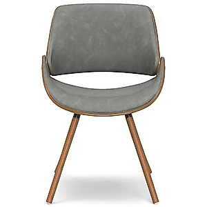 SIMPLIHOME Malden Dining Chair in Distressed Grey Vegan Faux Leather, 22.8"W x 20.9"D x 30.9"H, Mid-Century Modern Wood Back Chair for Dining Room