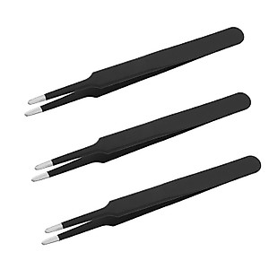 UToolmart 3PCS Precision Tweezers Set, Upgraded Anti-Static Stainless Steel Tweezers, Length: 122mm