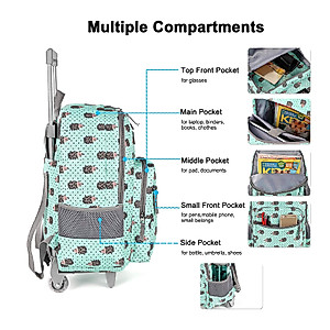Tilami Rolling Backpack 18 inch Double Handle Wheeled Boys Girls Travel School Children Luggage Toddler Trip, Hedgehog