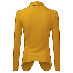 DOUBLJU Classic Draped Open Front Blazer Jacket for Women with Plus Size