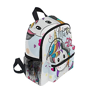 Cute Kid's Toddler Backpack Unicorn Schoolbag for Boys Girls,Kindergarten Children Bag Preschool Nursery Travel Bag with Chest Clip(Music Floral Unicorn)