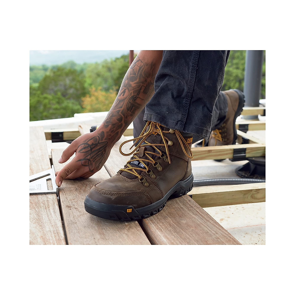 Cat Footwear Men's Outline St Work Boot, Honey, 8