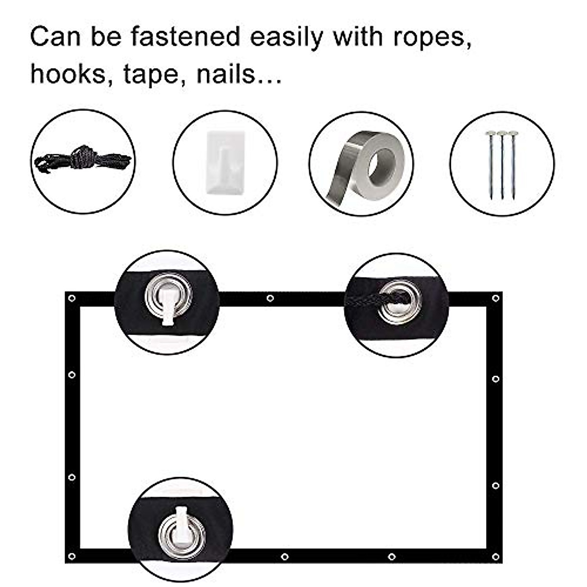 150 Inch Projection Screen Blibro 16:9 HD Foldable Anti-Crease Video Screen Portable Indoor Outdoor Projector Movies Screen for Home Theater Support Double Sided Projection 4K 3D