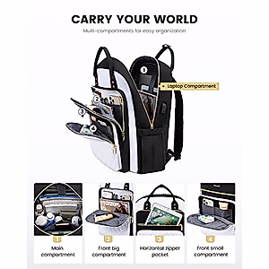 LOVEVOOK Laptop Backpack for Women, Fashion Travel Work Commuter Backpack Purse with USB Port, Lightweight Casual Daypacks, Nurse Teacher Computer Bag, College Bookbag, Fit 15.6" Laptop