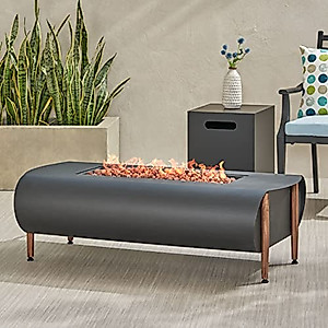 Christopher Knight Home Vernon Outdoor FIRE Pit, Dark Gray + Wood Grain