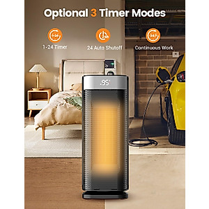 Sunnote Space Heater for Indoor Use, 1500W Fast Heating, Electric & Portable Ceramic Heaters with Thermostat, 5 Modes, 24Hrs Timer, 80°Oscillating Room Heater with Remote, Safe for Office Bedroom Use