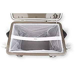 Engel 30qt Live Bait Cooler Box with 2nd Gen 2-Speed Portable Aerator Pump and 4 x Fishing Rod Holder Attachments. Fishing Bait Station and Minnow Bucket in LBC30-RH in White