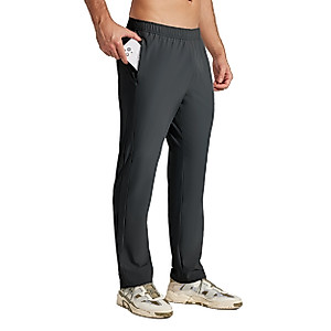 Willit Men's Running Pants with Zipper Pockets Open Bottom Quick Dry Lightweight Track Pants Athletic Workout Deep Gray L