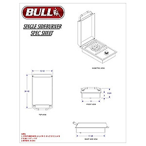 Bull Outdoor Products 60008 Stainless Steel Single Side Burner, Liquid Propane , Gray