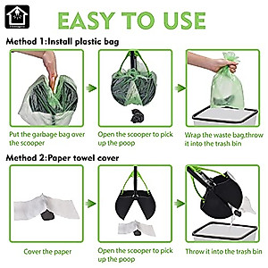 HOMAGICO Pooper Scooper, Portable Dog Pooper Scooper with Long Handle, Foldable Pooper Scooper for Large Medium Dogs with Bag Attachment, Easy to Use Perfect for Grass, Dirt, Gravel (Green)