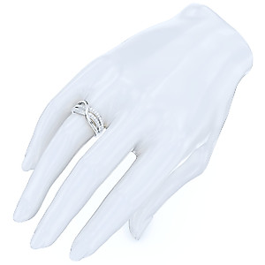 PRSTANI Sterling Silver Ribbon Bowknot Infinity Round Brilliant Cut Genuine Moissanite Cross Twisted Knot Wedding Ring (7)