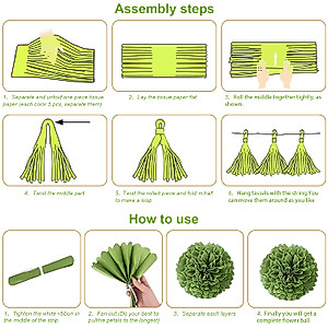 syuebt Bridal Shower Decorations Sage Green, Bachelorette Party Decorations Kit ,Bride to Be Backdrop,Tassel,Balloons, Pompoms,Cake Topper for Bride to Be Wedding Bachelorette Party Decor Supplies