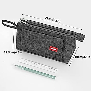 Big Capacity Pencil Case Large Pen Pouch Bag Office College School Travel Organizer Stationery Pouch Zipper Pencil Holder with Easy Grip Handle (Grey)