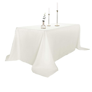 Ascoza 6pack 90x156 Inch Ivory Rectangular Tablecloth 8 Feet Table Cloth in Polyester Fabric for Wedding/Banquet/Restaurant/Parties