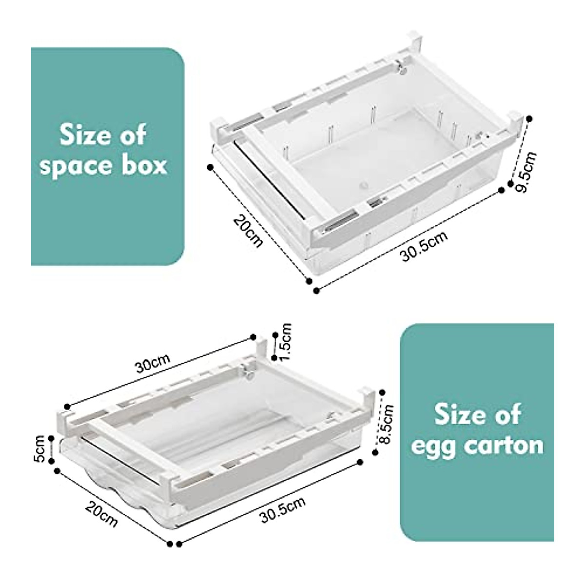 MDHAND Refrigerator Organizer Bins, Pull-Out Fridge Drawer Organizer Bins, Kitchen Refrigerator Pantry Organizer for Fruit and Vegetable, Fridge Organization fit for Fridge Shelf Under 0.6"