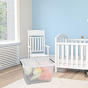 Leendines 30 Liter Clear Storage Box with Wheels, 4 Packs Large Plastic Bins