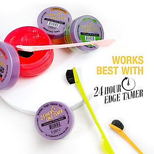 EBIN NEW YORK 24 Hour Edge Tamer Brush 2-in-1 Brush & Comb 3pack – Swine Bristle, Dual-ended, No Flaking, Styling Tool | Regular, Hard, Extreme