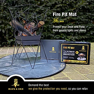 36" Round Fire Pit Mat with Durable Triple Layer Protective Pad, Heat Resistant Fireproof Grill mats for Outdoor Grill Useful for Under Grill mat, Protect Deck, Patio & Grass