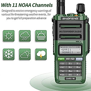 GMRS Radio Baofeng GMRS-9R 5W Rechargeable Two Way Radio for Adults,Waterproof IP67,NOAA Scanning&Receiving with Extra Original Battery,Programming Cable,Tactical Antenna,Speaker Mic,Tactical Bag