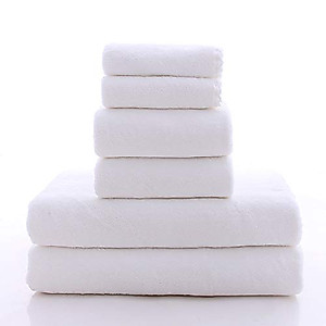 MOONQUEEN Ultra Soft Towel Set - Quick Drying - 2 Bath Towels 2 Hand Towels 2 Washcloths - Microfiber Coral Velvet Highly Absorbent Towel for Bath Fitness, Sports, Yoga, Travel (White, 6 Pieces)
