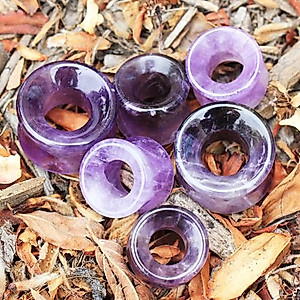 Pierced Owl Natural Purple Amethyst Stone Double Flared Tunnel Plugs, Sold as a Pair (10mm (00GA))