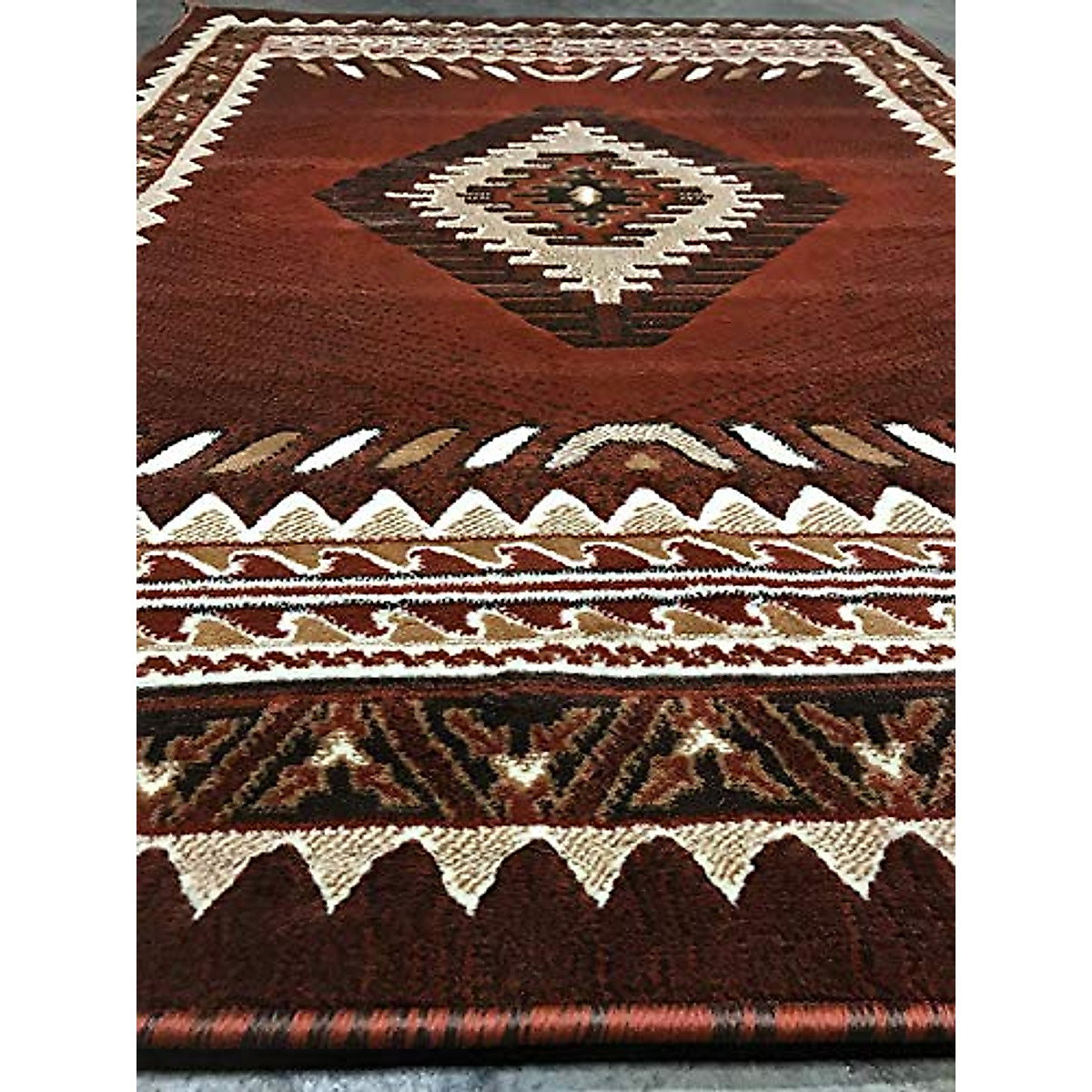 Kingdom South West Native American Area Rug Rust Brown Beige Design D143 (5 Feet 2 Inch X 7 Feet)