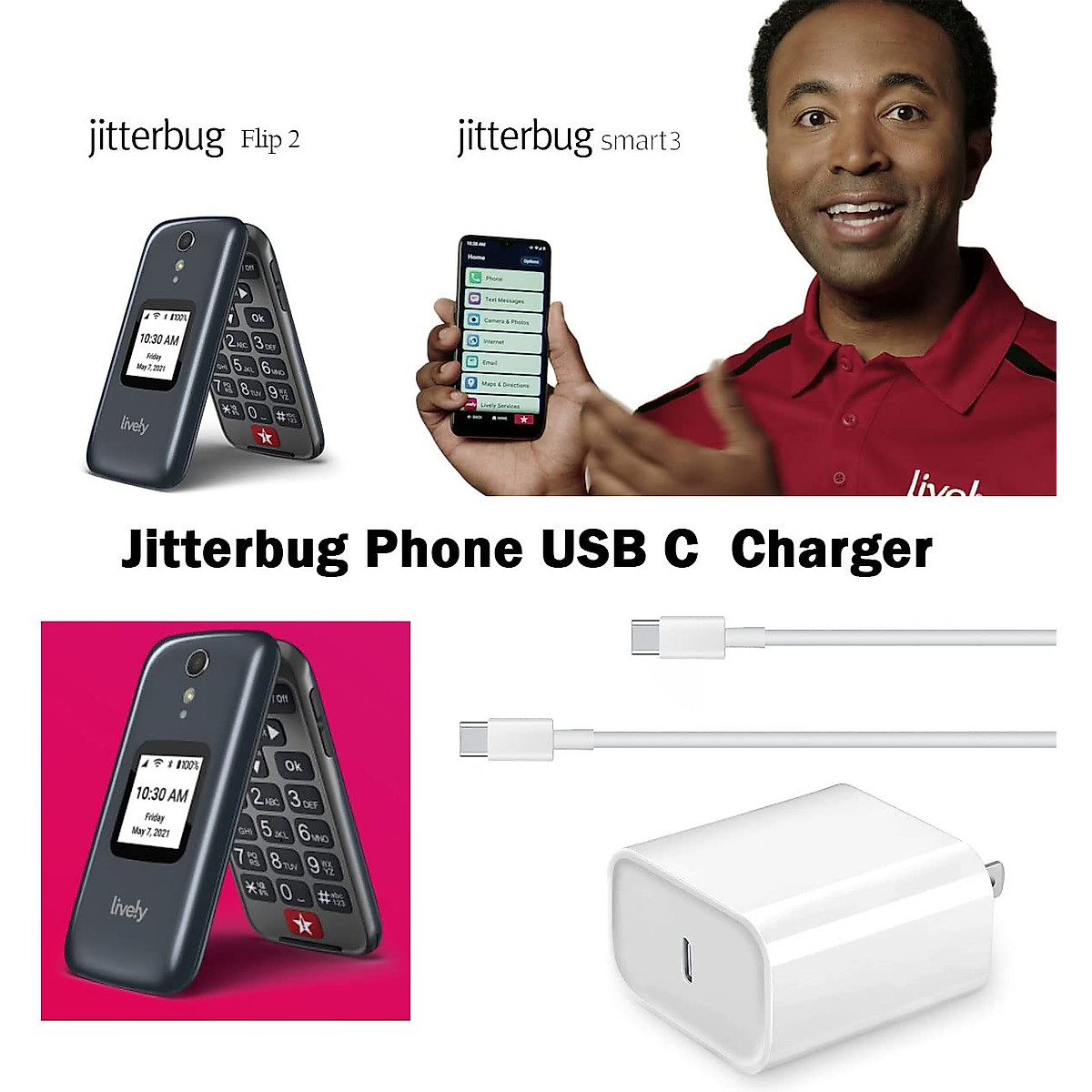 LiliBin USB C Wall AC Charger Adapter Cable Compatible with New Beats Flex and Beats Studio Buds Wireless Earbuds USB C Charger Cord White 5FT