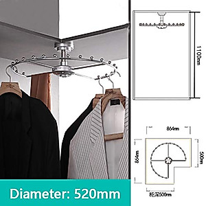 PeaceipUS Wardrobe 360° Rotating Hanger Cloakroom Corner Hanging Hanger Space Saving Round Metal Hanger