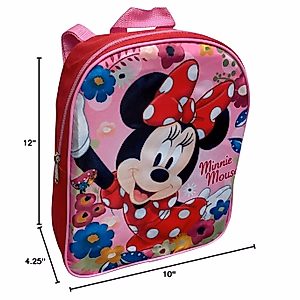 Ruz Minnie Mouse Toddler Girl 12 Inch Mini Backpack (Red-Pink)