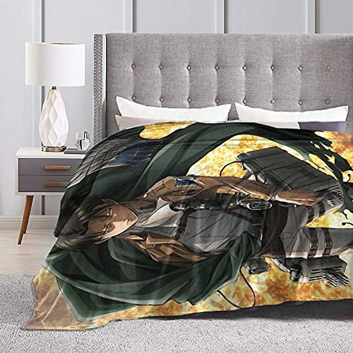 Levi Ackerman Soft and Comfortable Warm Fleece Blankets Beach Blanket Picnic Blankets Throw Blankets (80"x60")