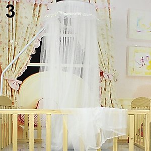 HEVIRGO Bed Canopy Mosquito Net, Hanging Travel Netting Curtains, Play Tent Bedding, Baby Bed Mesh Dome Curtain Mosquito Net Durable Toddler Crib Cot Canopy Bed Net - Beige