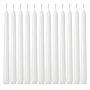 Kedtui Taper Candles 10 inch (H) Dripless, Set of 24 White Unscented and Smokeless Taper Candles Long Burning, Paraffin Wax with Cotton Wicks for Burning 8 Hours Time