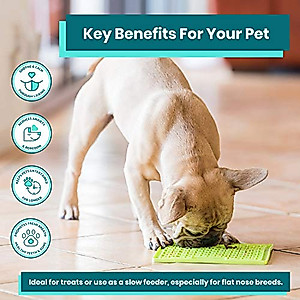 LickiMat Slow Feeder for Dogs, Boredom & Anxiety Reducer; for Food, Treats, Yogurt, or Peanut Butter. Fun Alternative to a Slow Feed Dog Bowl, 2-Pack Classic Dog Buddy & Soother, Green & Orange.