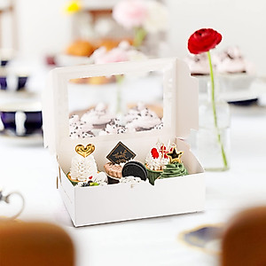 Jucoan 50 Pack White Kraft Paper Cupcake Box with Window Insert Holds 6 Standard Cupcakes, Cupcake Carrier Container, Food Grade Cupcake Holder, Bakery Container for Pastry, Muffins