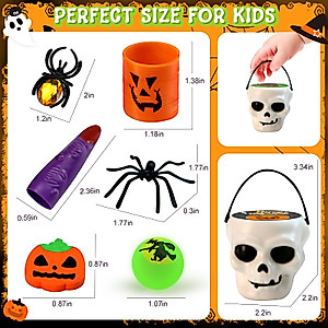 384PCS Halloween Party Favor Bulk for Kids, 48PACK Prefilled Ghost Cauldrons with 6 Halloween Toys inside, Halloween Goodie Bag Fillers, Halloween Prizes Gifts Miniatures for Kids,Trick or Treat