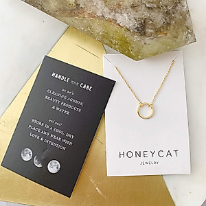 Honeycat Mini Karma Open Circle Orbit Necklace in 18k Gold Plated | Minimalist, Delicate Jewelry (Gold)