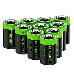 Tyrone ER14250 Battery [ 1/2 AA Size ][ 10 Pack ][ LS 14250 3.6V 1200 mAh Lithium Non Rechargeable ], Batteries Compatible for Dog Watch Fence Collars and Some of Baby Movement Monitor/Alarm Systems