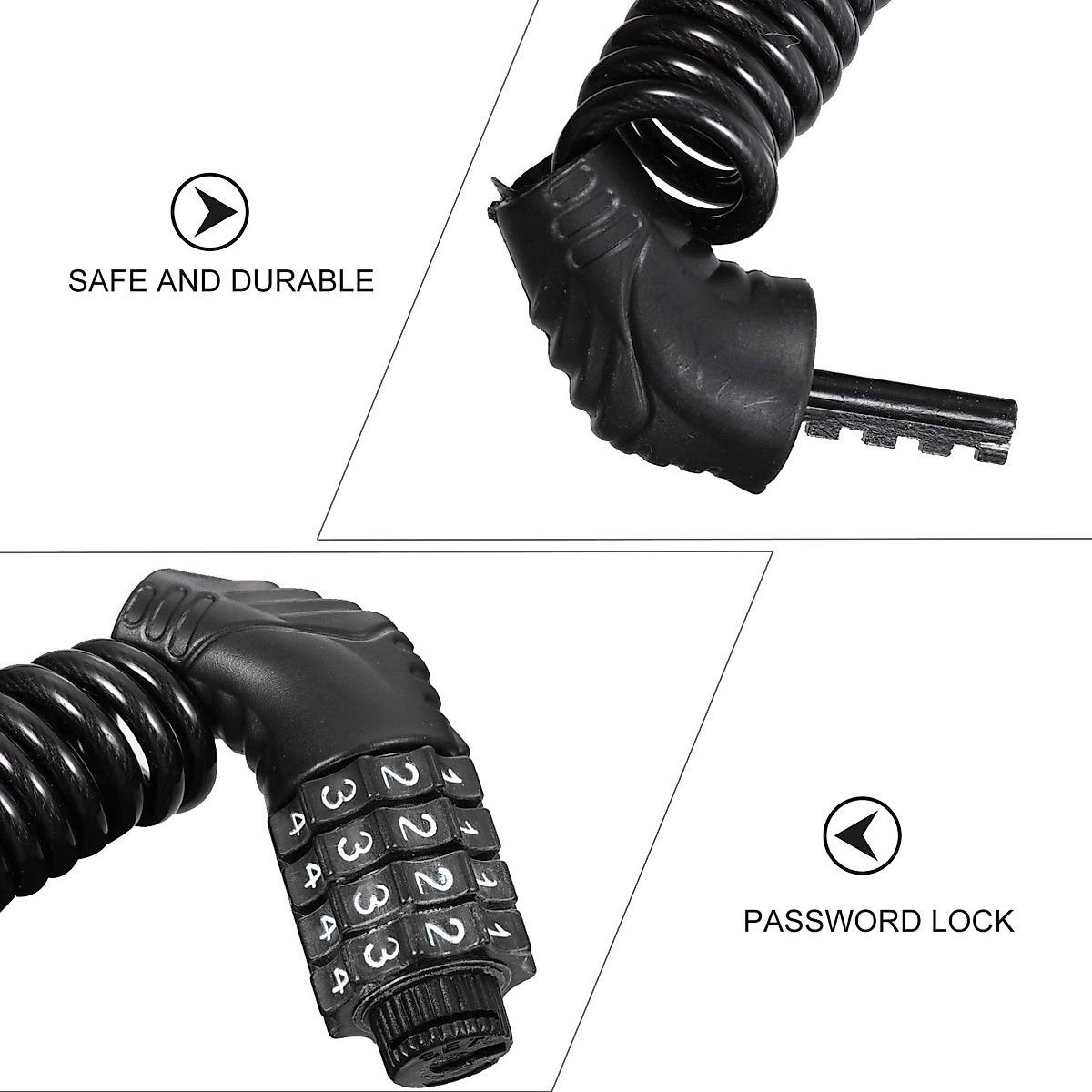BESPORTBLE Combination Cable Lock Electric Cycle Chain Lock Bicycles Electric Bike Lock se Bike Electric Scooter Lock Bike Padlock Accessories Bike Cable Lock Helmet Steel Cable Wheel Lock