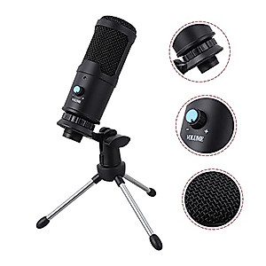 NUSITOU 1 Set Microphone Mic Kit USB Metal Mic Kit USB Desk Mic for Streaming Mic Streaming Kit Mic for Laptop Mic for Phone USB Mic Phone Mic Equipment Zinc Alloy Notebook