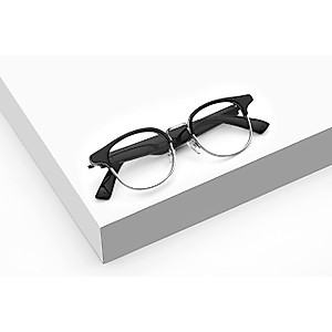 Smart Music Call Glasses Waterproof and Dustproof Anti -Blue Light Navigation Intelligent Voice Siri Awakening Sunglasses Metal Frame Personalized Headset Rose Gold (Bluck Gold-Anti -Blue Light)