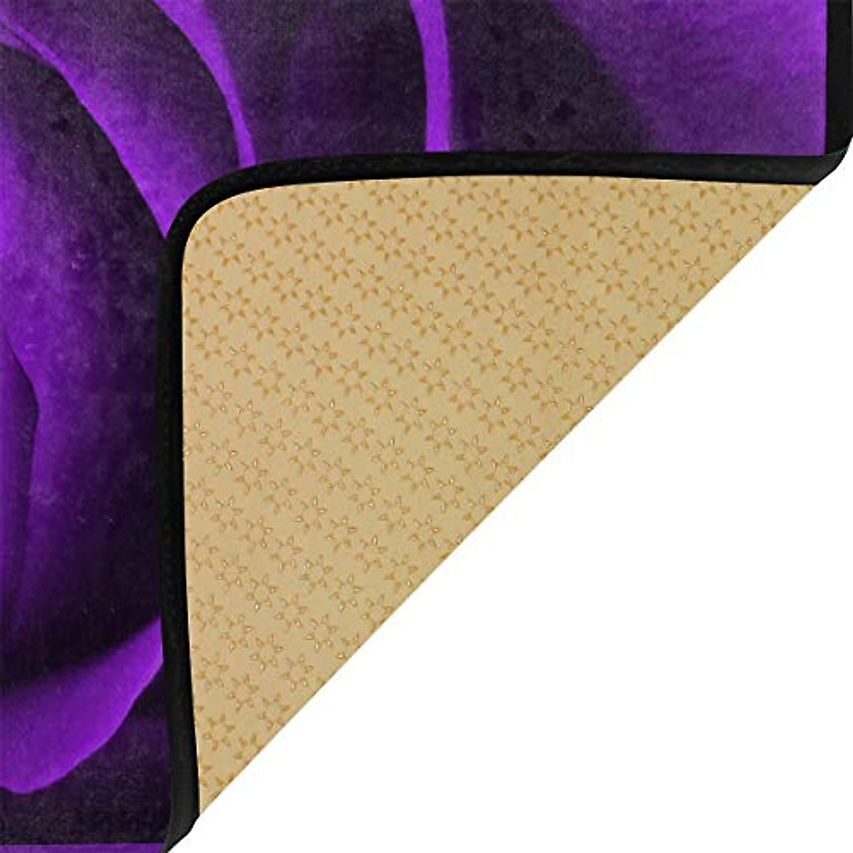CaTaKu Romantic Purple Rose Area Rug 39x20 Inches Polyester Area Rug Floor Rug Runner Washable Carpet Mat for Kitchen Dinning Room Home Decorative