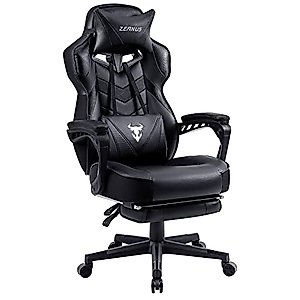 Zeanus Gaming Chairs with Footrest Recliner Computer Chair for Adults Massage Gaming Chair Big and Tall Gaming Chair Ergonomic Office Gamer Chair for Heavy People Recliner Racing Gaming Chair Black