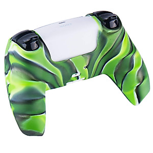 YoRHa Silicone Rubber Gel Customizing Skin Cover for PS5 Controller(Camouflage Red Blue Green) x 3 With Thumb Grips x 6