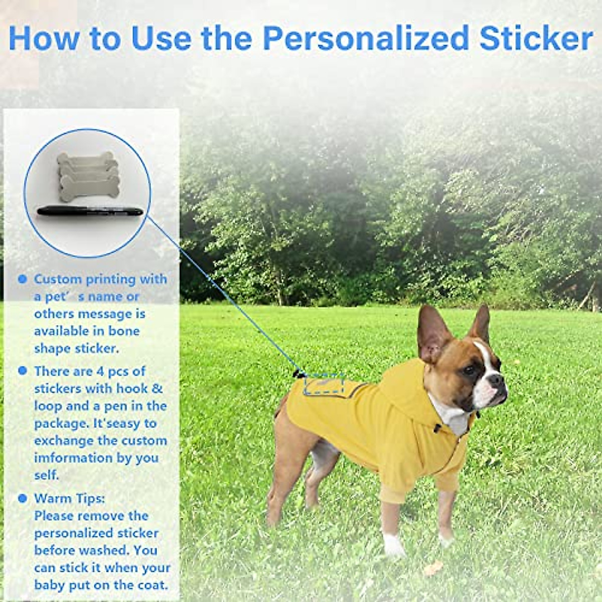 Personalised Dog rain Coat Waterproof Puppy Suit Jacket with Legs Hood and Pocket - Best for Yorkie Terrier Schnauzer Poodle Border Collie Labrador Golden Retriever 8lbs to 70lbs - Yellow - S