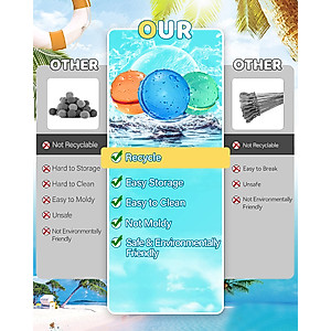 KOKODI Reusable Water Balloons for Kids, Self-Sealing Splash Water Balls Refillable, Quick Fill Pool Toys for Kids Games Outdoor (4 PCS)