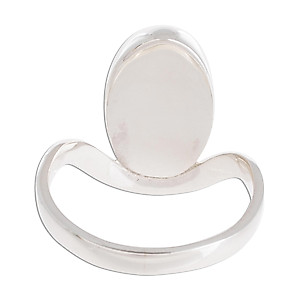 NOVICA Artisan handmade jade cocktail ring oval apple green from guatemala sterling silver single stone modern [Crownbezel 0.6 in L x 0.4 in W x 0.2 in H Band width 3 mm W] ' mystery of the earth'