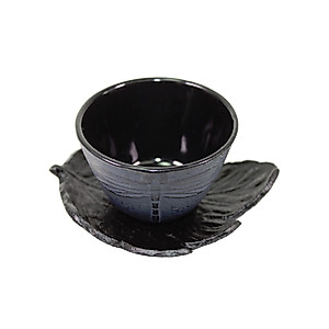 4 Black Tea Saucers and 4 Blue Dragonfly Cast Iron Teacups Hobnail Dot Japanese Styel ~ We Pay Your Sales Tax