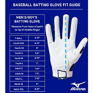 Mizuno MVP Adult Baseball Batting Glove, White-Gold, Large