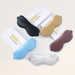 ZIMASILK 100% 22 Momme Mulberry Silk Sleep Mask for Sleeping, Filled with Premium Mulberry Silk, Softest & Breathable Silk Eye Sleeping Mask (Black)