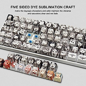 PBT Anime Keycaps 108 Keys, GMKWTL / XVX Japanese Custom Backlit Keycaps, OEM Profile Keycaps for 61/87/104/108 Cherry Gateron MX Switches Mechanical Keyboard (Black Anime)